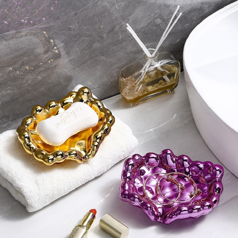 Luxury Soap Holder Shell Shape Self Draining Soap Dish Soap Box Case ...