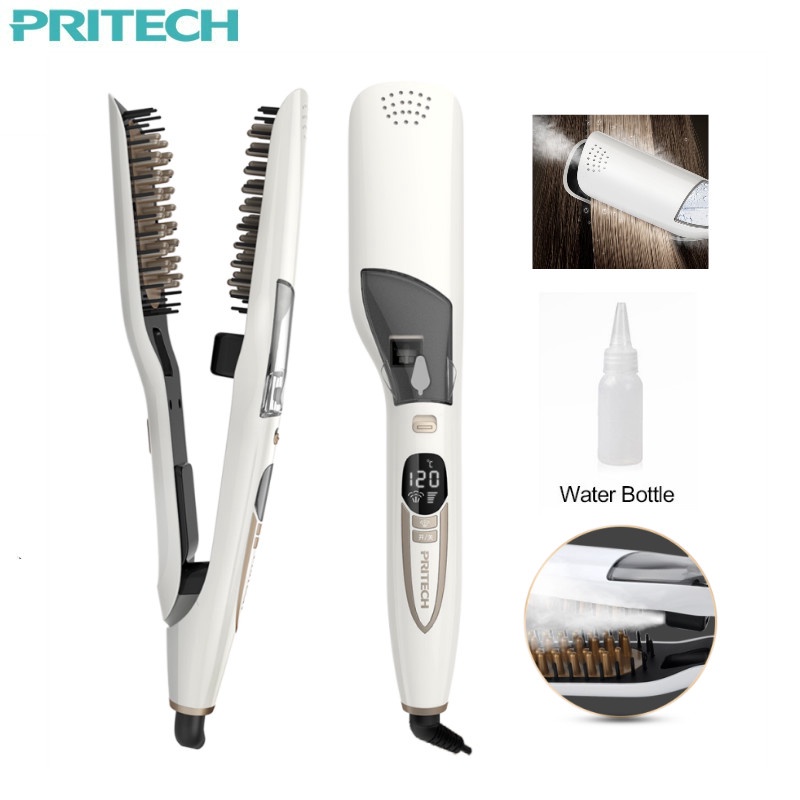 PRITECH Spray Hair Straightener Comb Hair Iron Steam Styling Comb Hair ...