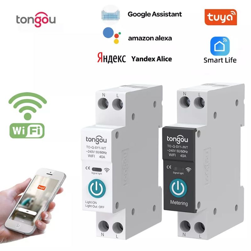 พร้อมส่ง Tuya WIFI Smart Relay Switch Circuit 1PN 63A - rewise_smart ...