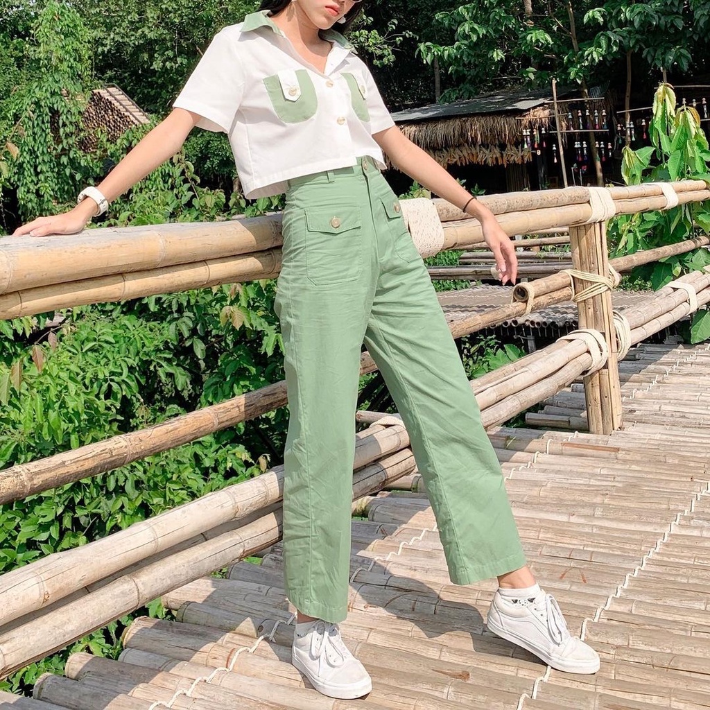 Lichi Lively Pants สินค้าพร้อมส่ง กางเกงเอวสูงขากระบอก แพทเทิร์นทรงสวย ...