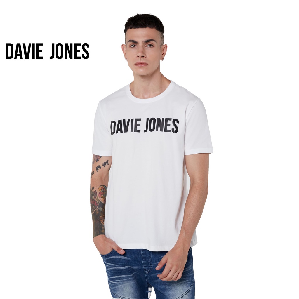 DAVIE JONES เสื้อยืด โลโก้ สีขาว White Logo T-Shirt LG0031WH - davie ...