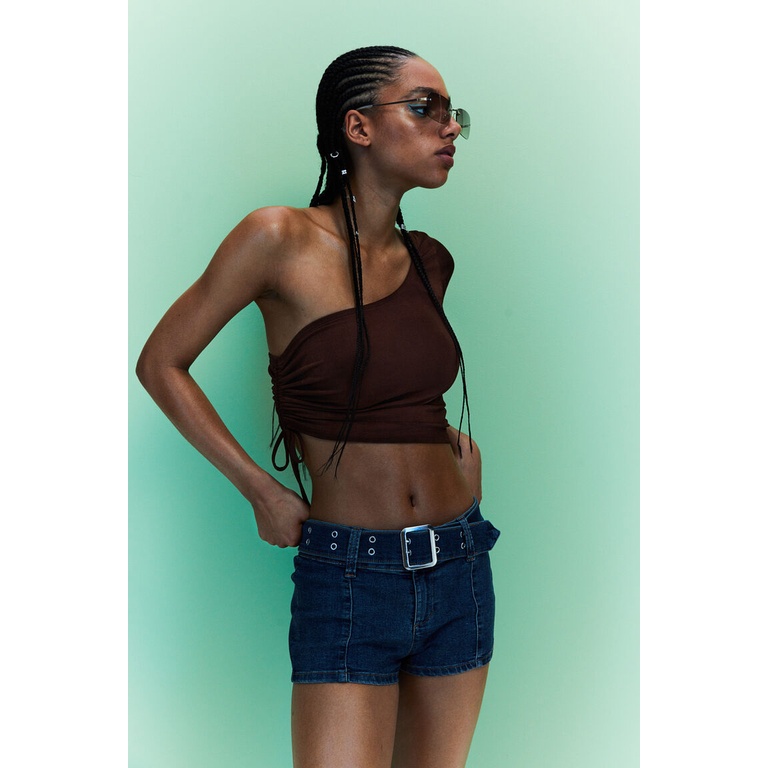 H&M Woman One-shoulder drawstring top 1092086 | Shopee Thailand