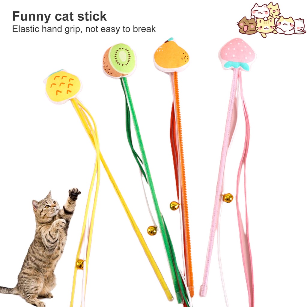 MtCats Wand Toy Cartoon Fruit Pattern Pet Interactive Elastic Rod Pet ...