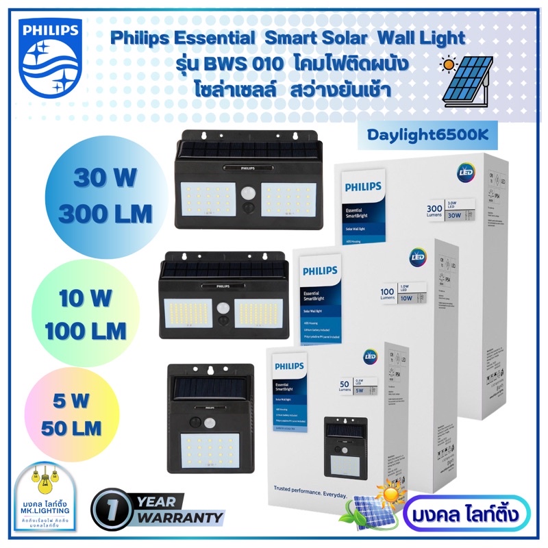 Philips Solarโคมไฟติดผนังฟิลิปส์โซล่าเซลล์ Essential SmartBright Solar ...