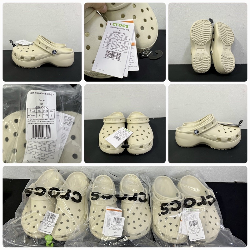 Crocs Classic Platform Clog Women 206750-2Y2 BONE นำเข้าจากญี่ปุ่น ของเเท้ - econ_shop - ThaiPick