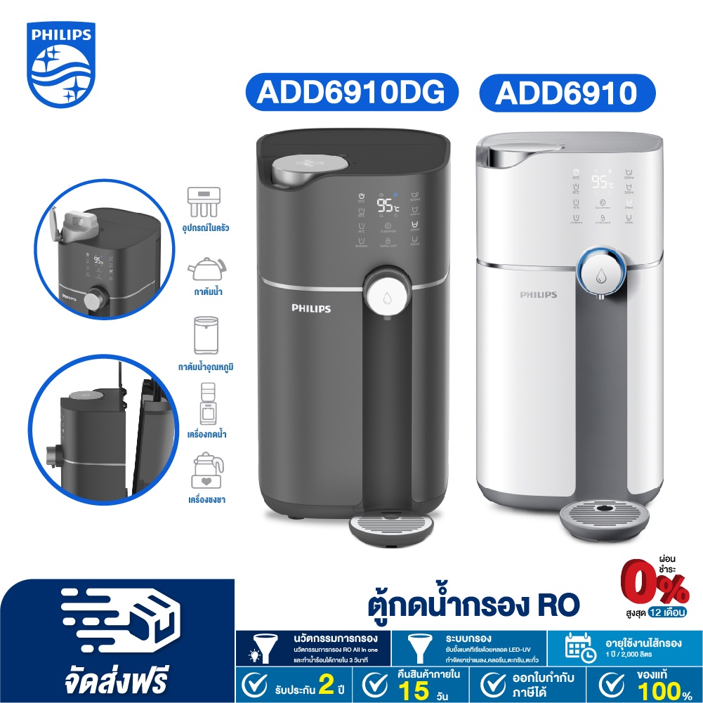 Philips ADD6910 เครื่องกรองน้ำ เครื่องกรองน้ําประปา น้ำร้อนไว 3วินาที ...