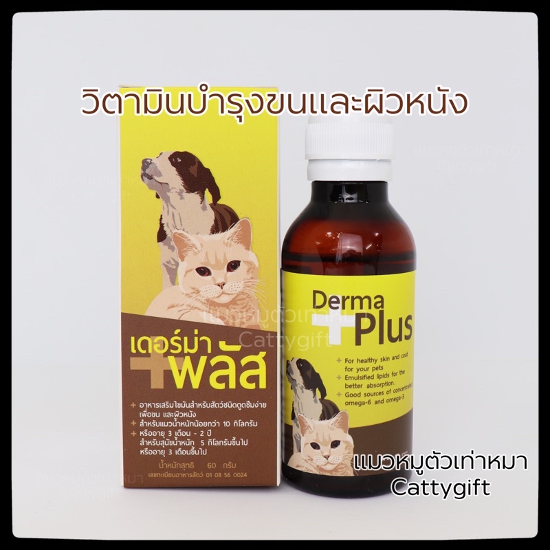Derma Plus วิตามินบำรุงขนและผิวหนังสุนัข แมว60ml. เดอร์มาพลัส | Shopee ...