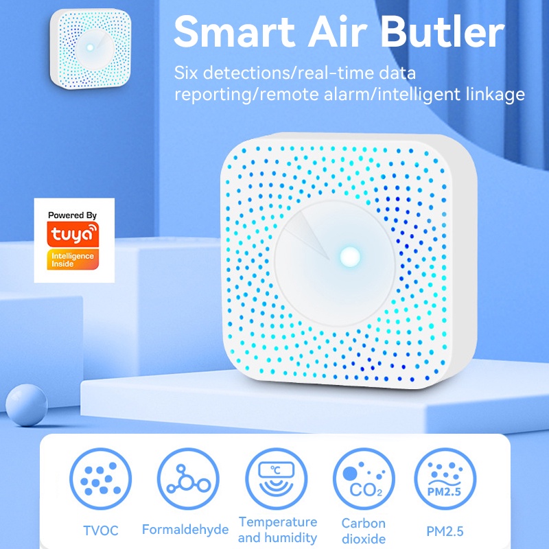Zige Tuya Smart Air Box Air Quality Monir CO2 Sensor VOC Gas Detecr ...
