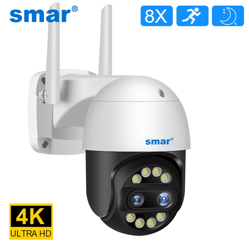 Smar 2.8+12mm Dual Lens 4K 8MP PTZ IP Camera 8X Zoom WiFi Outdoor ...