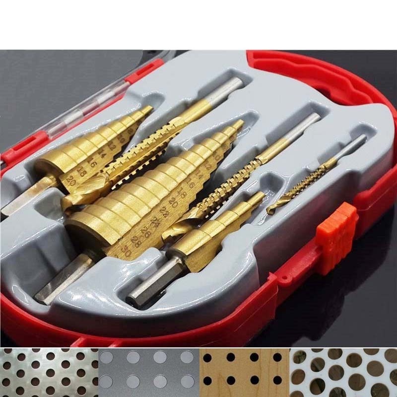 Hss Steel Titanium Step Drill Bit Set 4-12/20/32mm Metal Hole Cutter ...