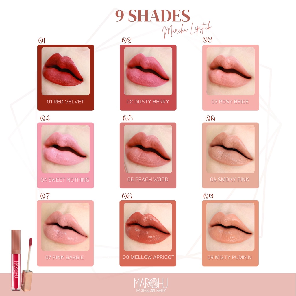 Marchu lipstick ลิปสติกเกาหลี สีนู๊ด ลิปสติก ลิปเนื้อแมท ติดทน ไม่ติด ...
