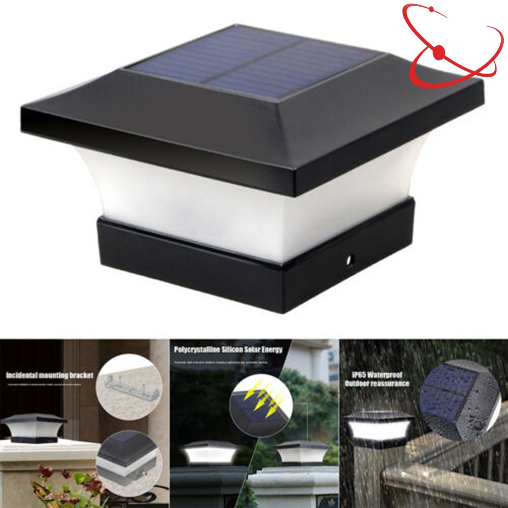 Solar Waterproof LED Post Cap Lights Outdoor Column Headlight Pillar ...