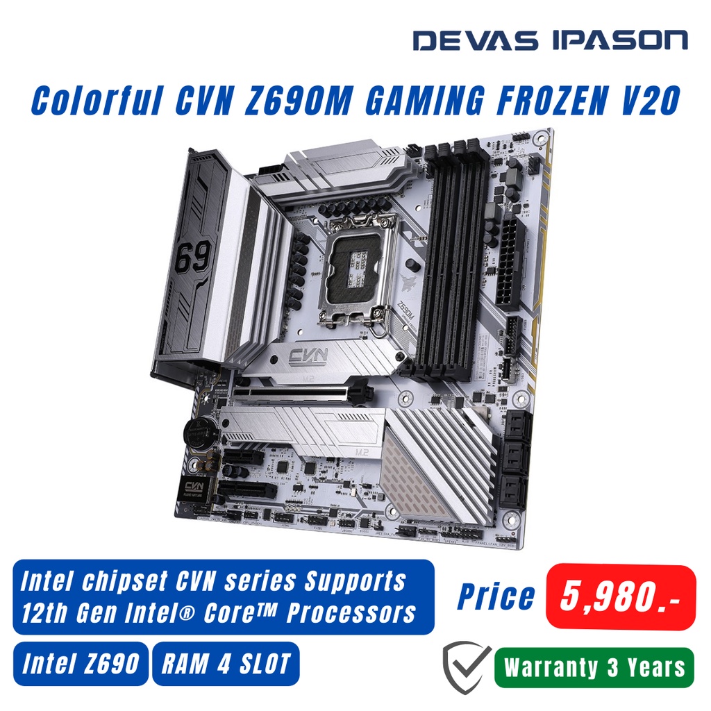 Colorful เมนบอร์ด รุ่น H610M-K M.2 V20 รับประกัน 3 ปี โดย Devas IPASON - devasipason - ThaiPick