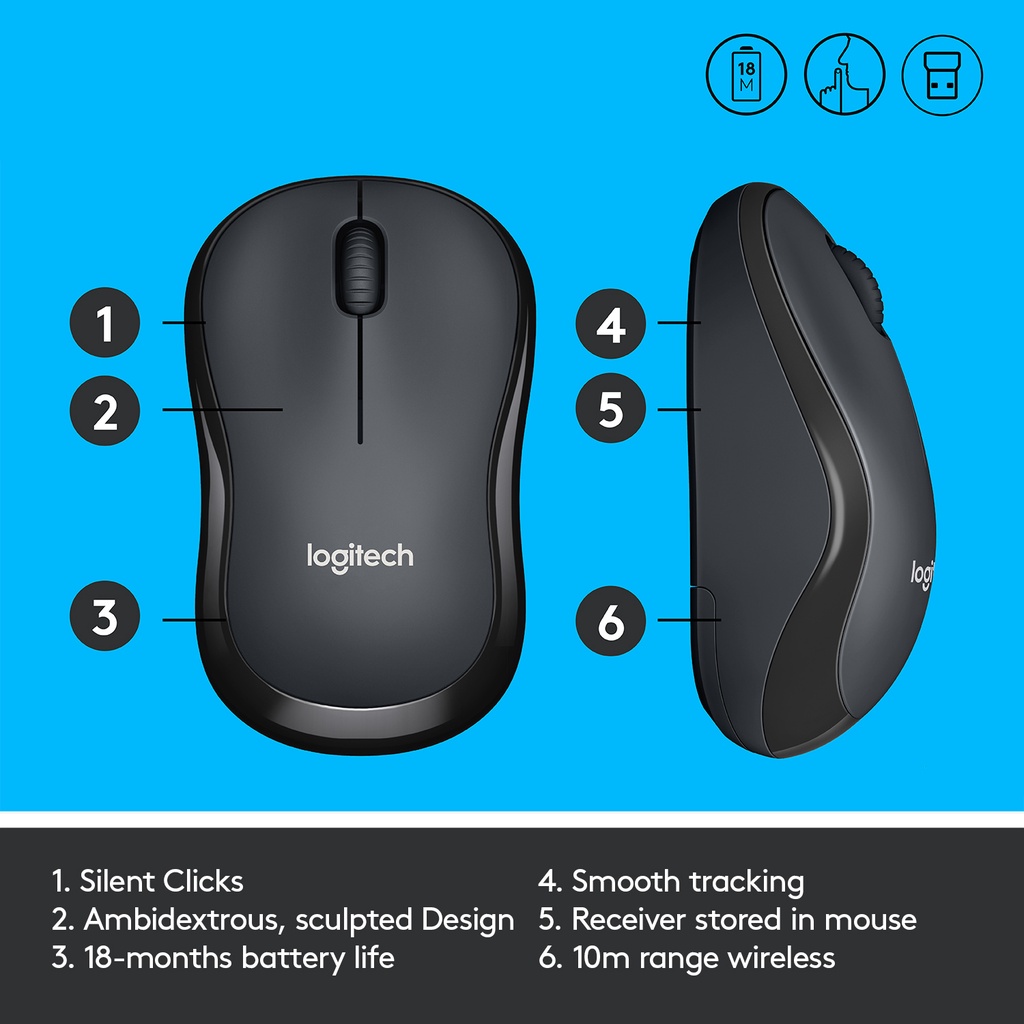 Logitech M220 Silent Wireless Mouse 1000 DPI (เมาส์ไร้สาย เสียงเงียบ ...