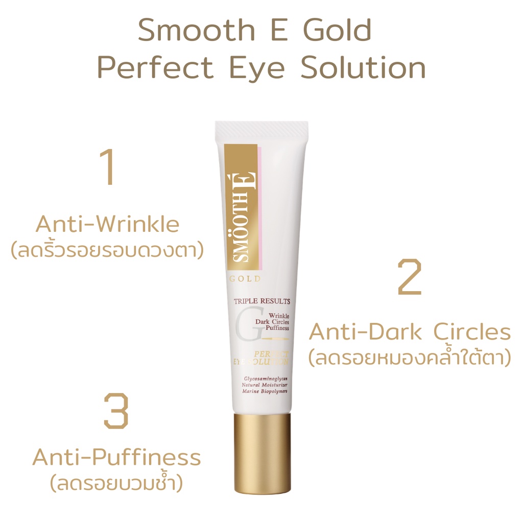 Smooth E Gold Perfect Eye Solution 15ML. เซรั่มบำรุงผิวรอบดวงตา ลดเลือนริ้วรอยและความหมองคล้ำ ...