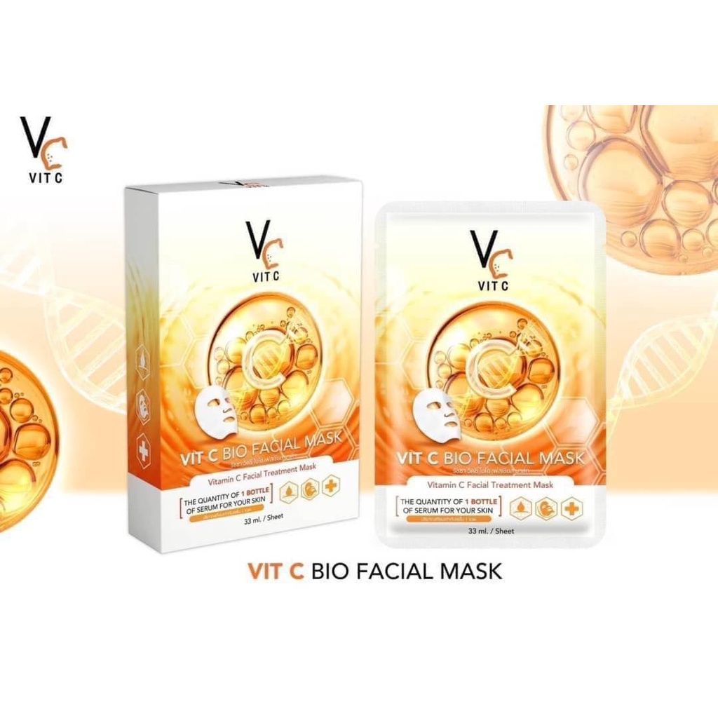 แผ่นมาร์คหน้า VCน้องฉัตร Ratcha Vit c bio facial mask 1 กล่องมี 6 แผ่น ...