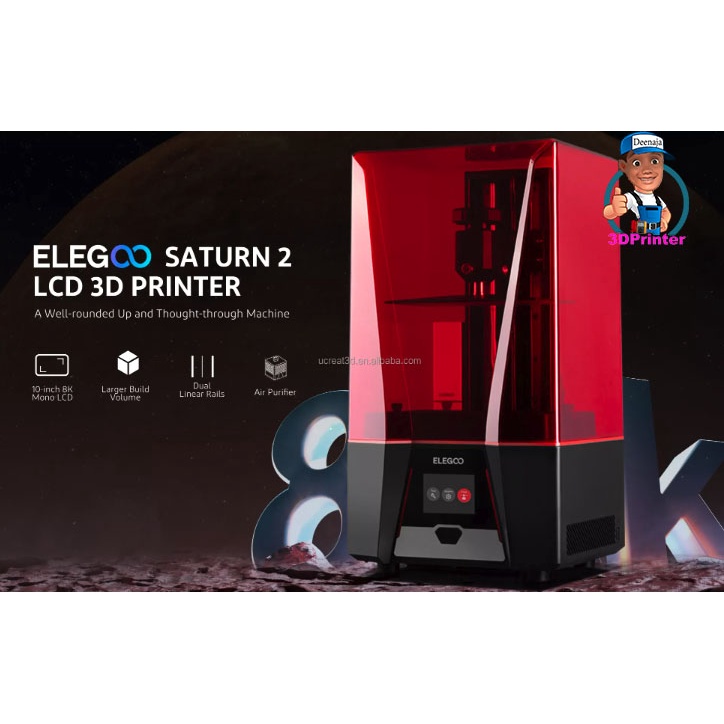 Elegoo 8K Saturn 2 Large Print Size 219x123x250mm Industrial Jewelry Dental LCD Resin 3D Printer ...