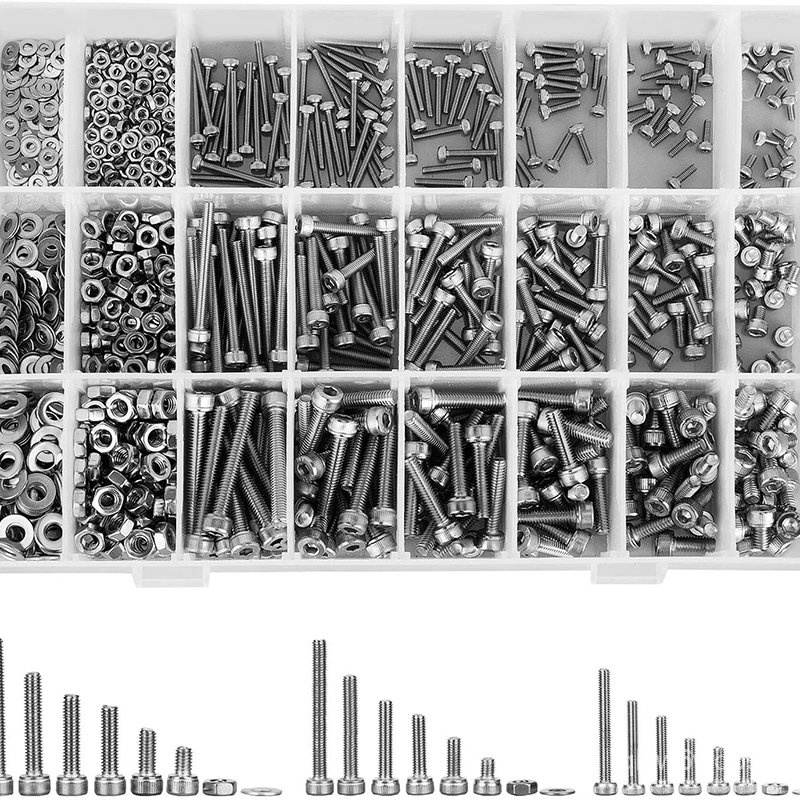 1080PCS Metric Bolt Assortment M2 M3 M4 Alloy Steel Screws Nuts and ...