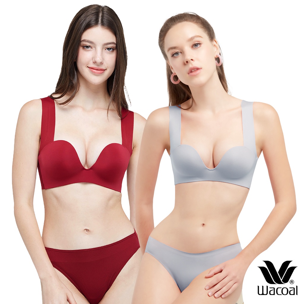 Wacoal Smart Size Go Girls วาโก้ S M L Bra set 2 ชิ้น รุ่น WB3Y27 สีเบจ-แดง (เฉพาะบรา) - wacoal ...