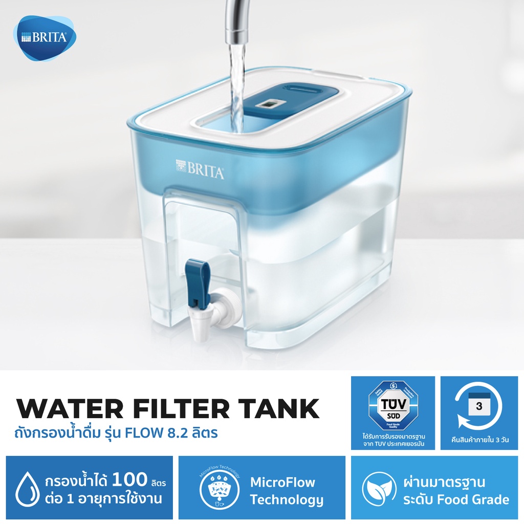 (ลด ล้าง สต๊อก) Brita ถังกรองน้ำดื่ม รุ่น Flow Water Filter Tank ความจุ ...