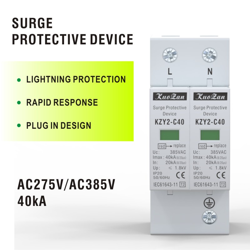 Surge Protector Device AC275V 385V 20-40KA Mini 2P with PE House Safety ...