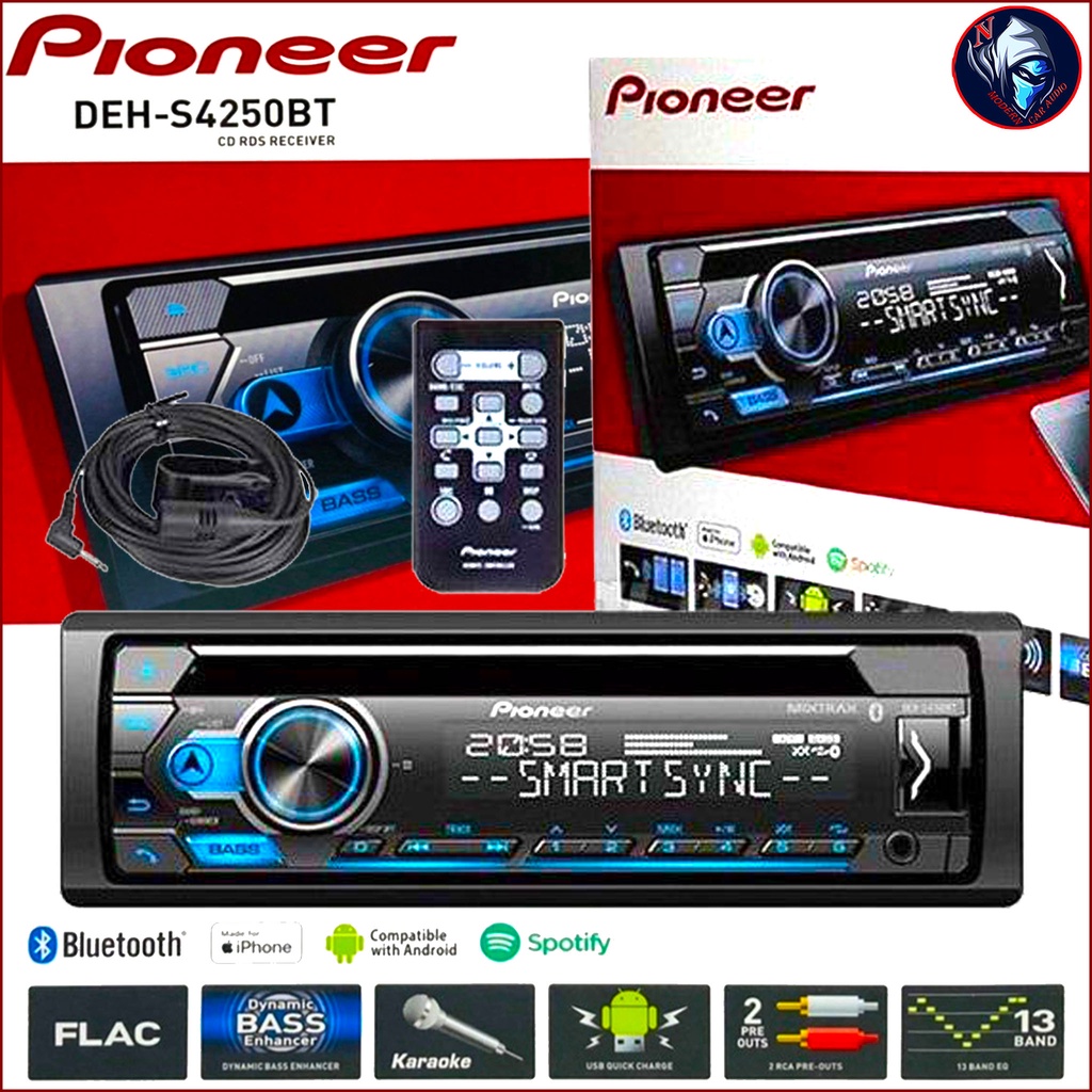วิทยุรถยนต์ 1 DIN PIONEER รุ่น DEH-S4250BT เชื่อมต่อบลูทูธ เล่นแผ่น CD ...