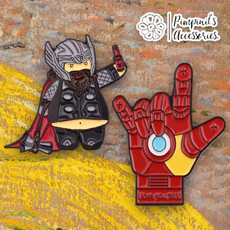 พร้อมส่ง เข็มกลัดเซ็ทเทพเจ้าธอร์และมือกัปตันอเมริกา Thor Captain ...