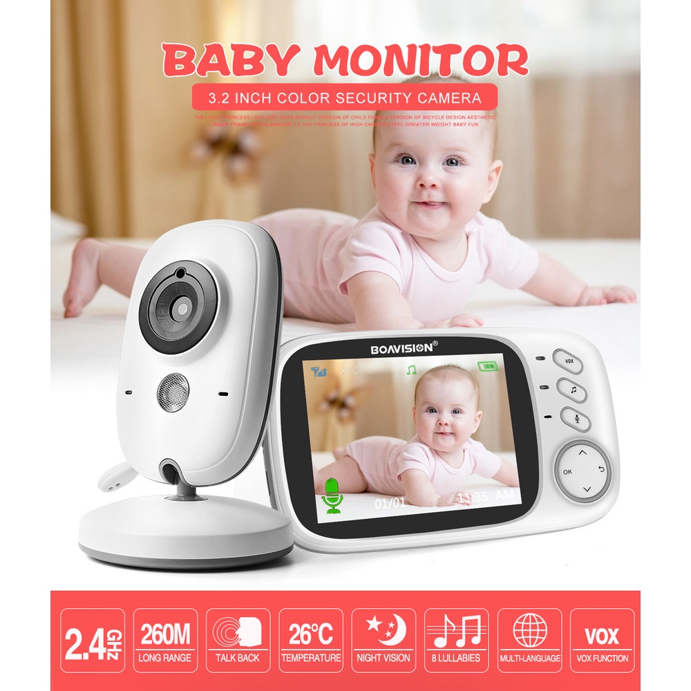 Baby Monitor audio cctv wireless camera With 3.2 Inches LCD 2 Way Audio ...