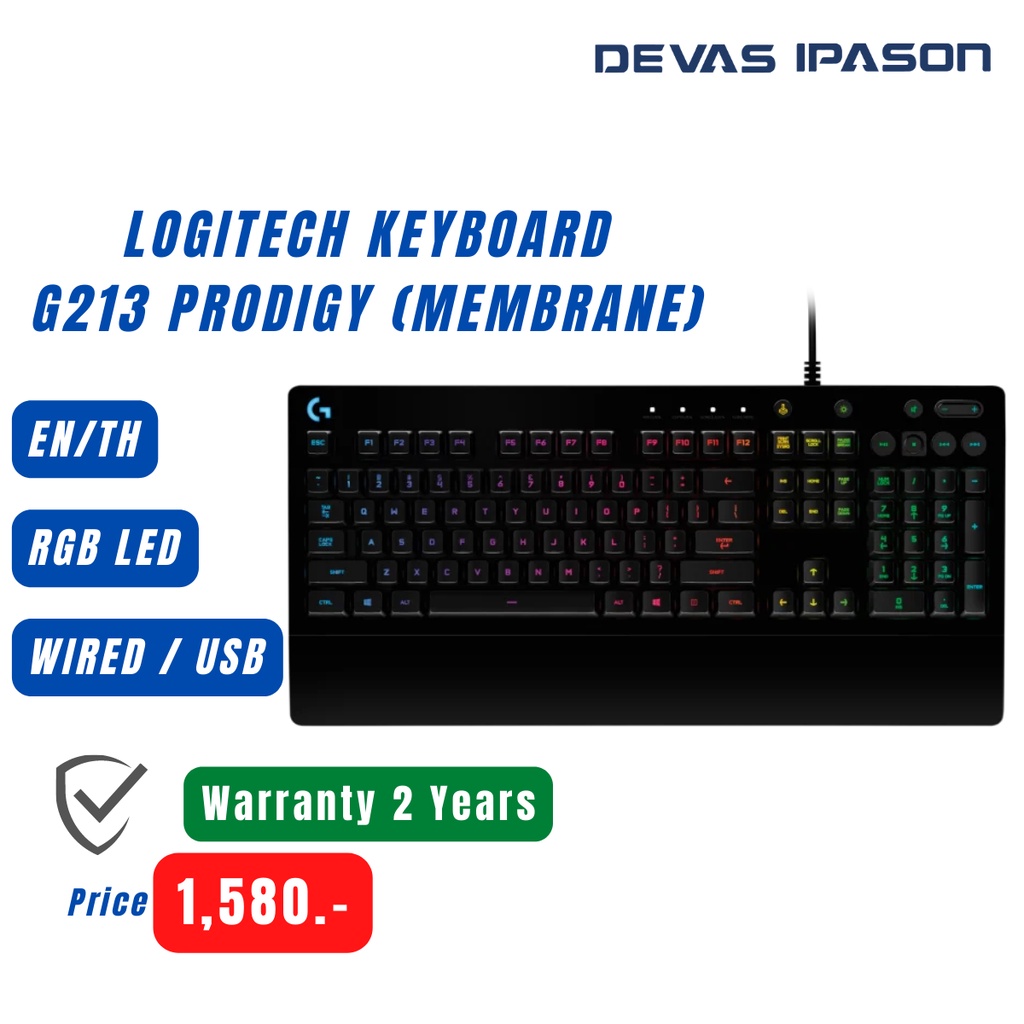 KEYBOARD (คีย์บอร์ด) LOGITECH G213 PRODIGY (MEMBRANE) (RGB LED) (ENTH) By Speedcom - ael9ey2tim ...