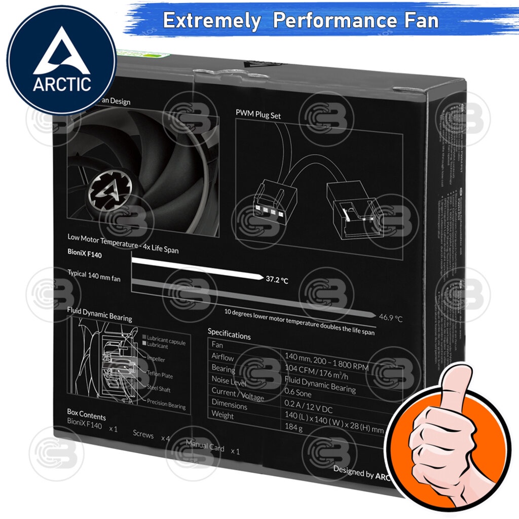 CoolBlasterThai ARCTIC PC Fan Case BioniX F140 Grey Gaming Fan with PWM ...