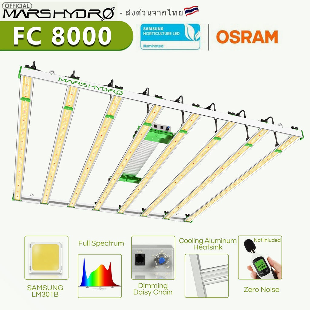Hot Saleส่งฟรีMars Hydro FC8000 8 บาร์ Samsung LM301B ไฟปลูกต้นไม้ LED ...