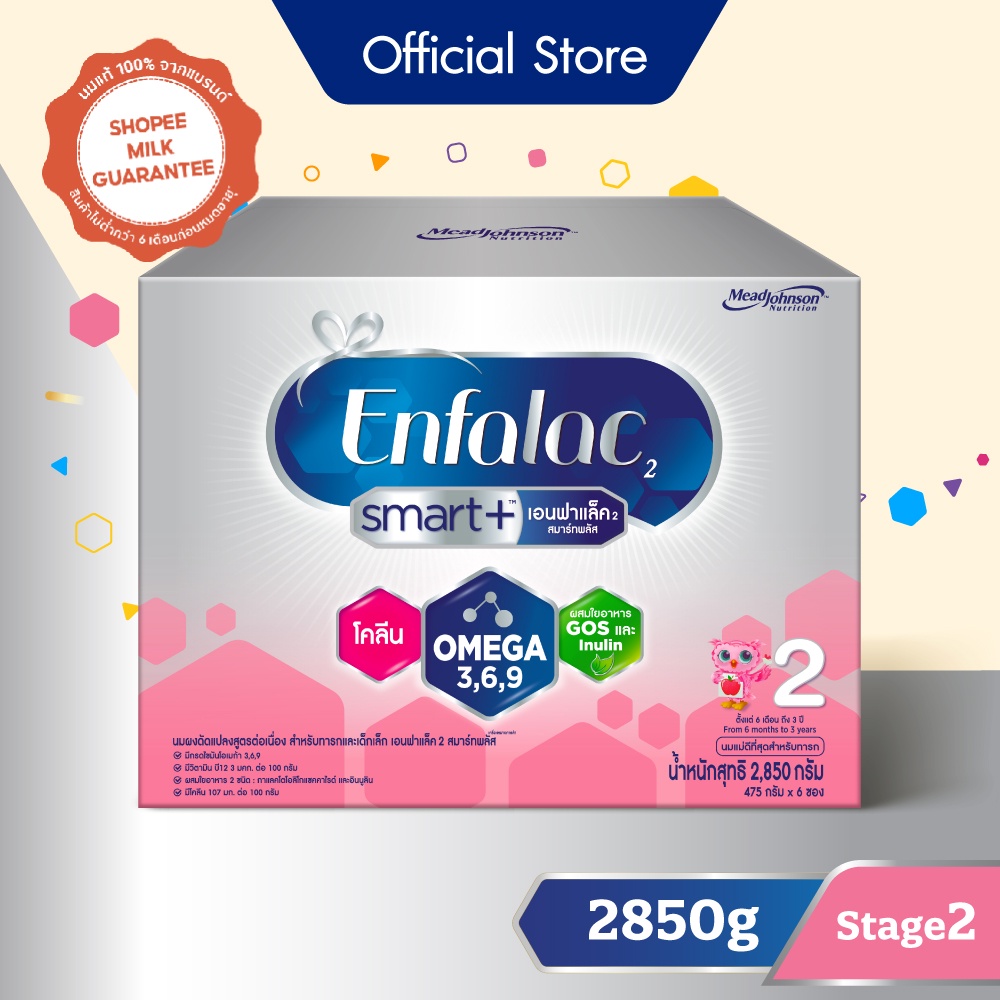นม เอนฟาแล็ค สมาร์ทพลัส นมผง เด็ก นม enfa สูตร2 3800 กรัม Enfalac Smart Formula 2 3800 g ...