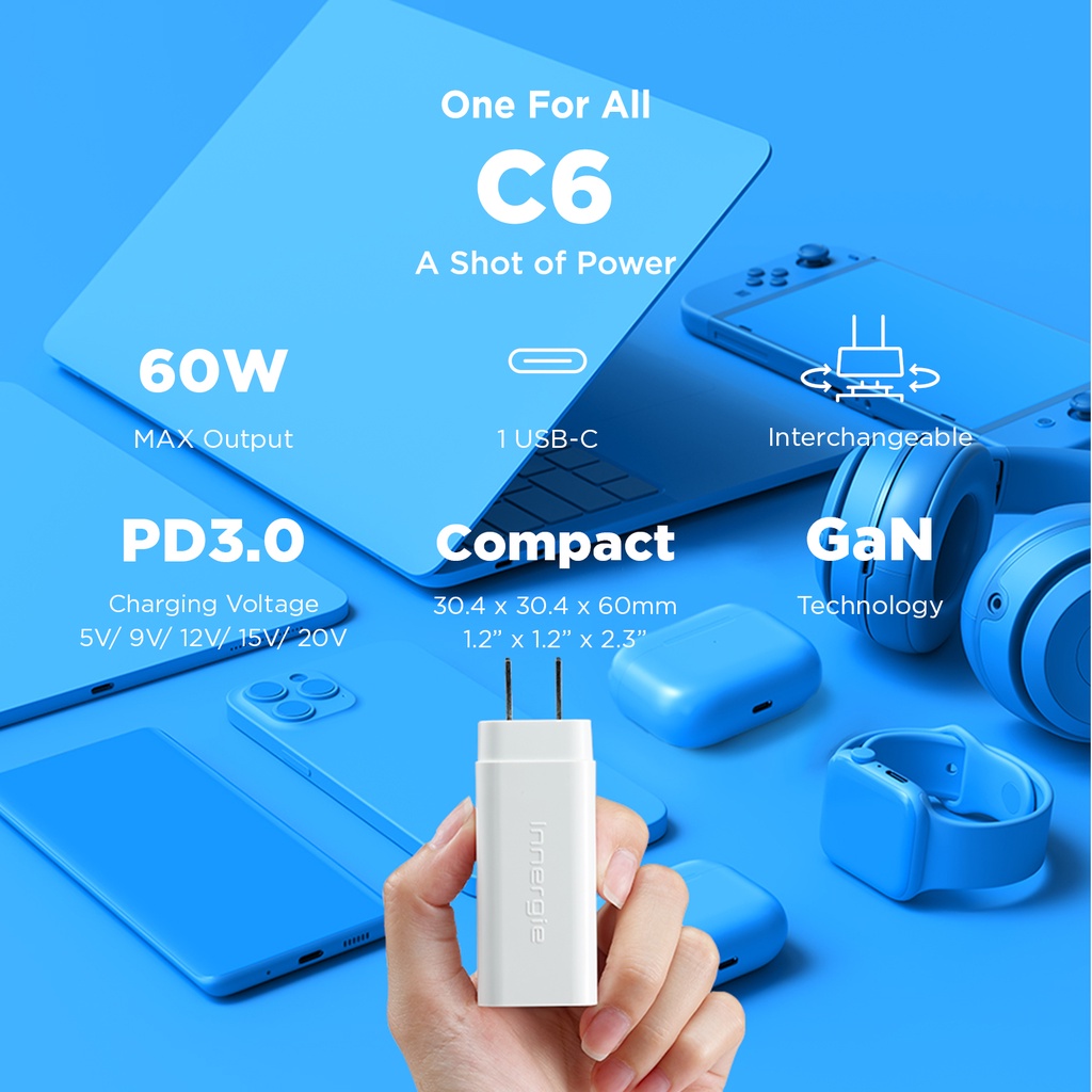 Innergie C6 (US) USB-C Power Adapter 60 Watt - innergie.th - ThaiPick