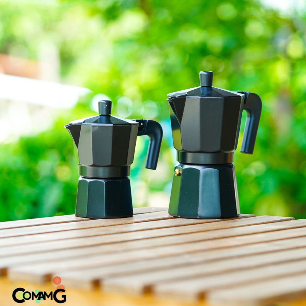 หม้อกาแฟโมก้าพอท Moka Pot หม้อต้มกาแฟสด สีดำ หูจับสีดำ แบบ3คัพ และ6คัพ | Shopee Thailand