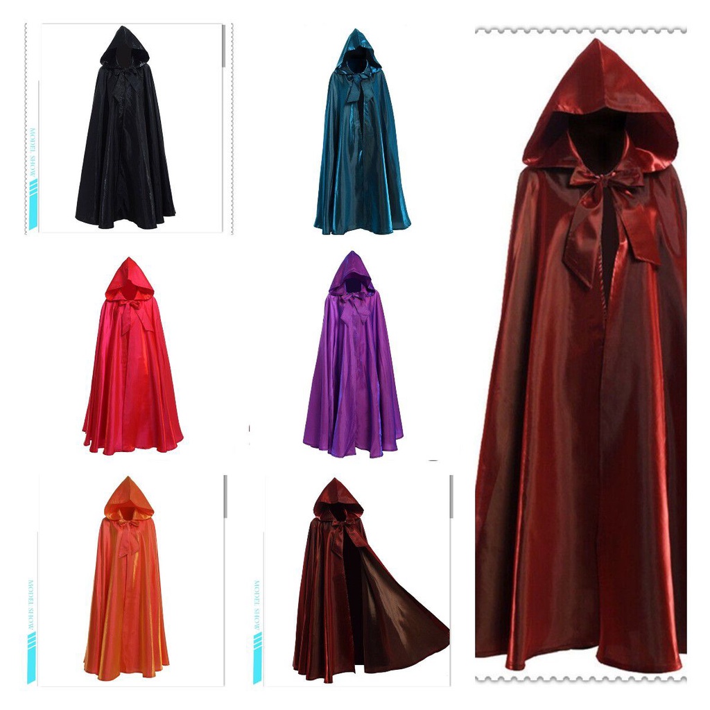 Halloween Hooded Cloak Adult Kids Robe Cape Party Vampire Cosplay ...