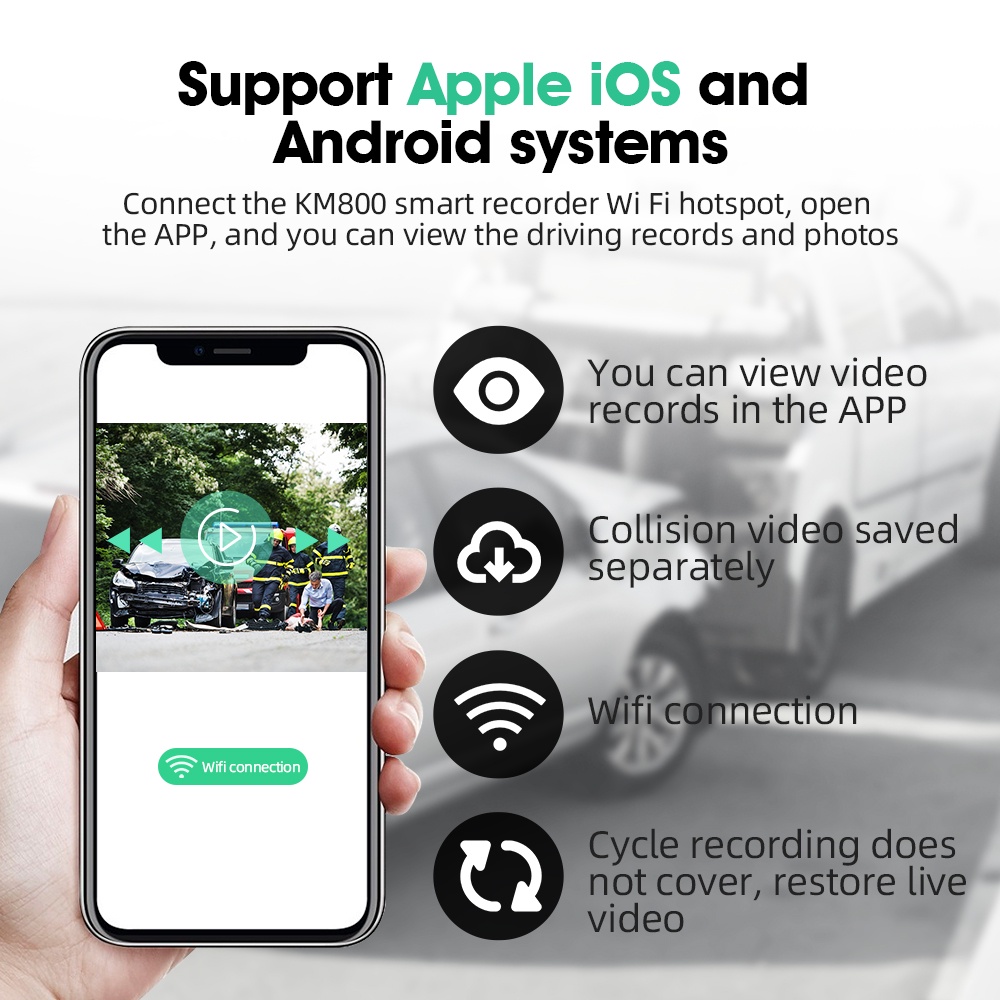 Jiekemi KM800 กล้องติดรถยนต์อัฉริยะ Dash Cam 4K HD Night View Front Interior Cam Dash Cam 140 ...