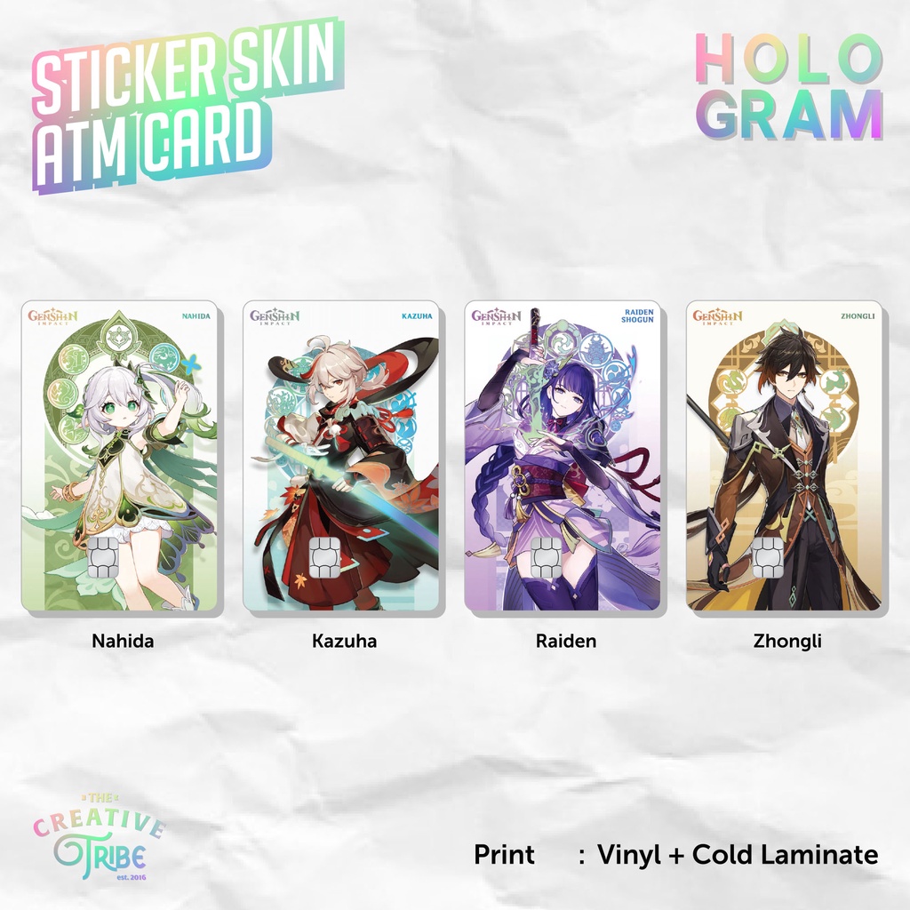 Genshin Impact - Sticker Skin Card HOLOGRAM - Vinyl ATM Etoll Sticker ...