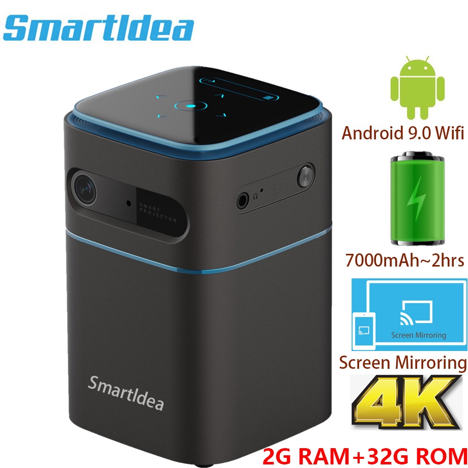 Smartldea Pico Smart Android9.0 projector Wifi 1080P 4K Support ...