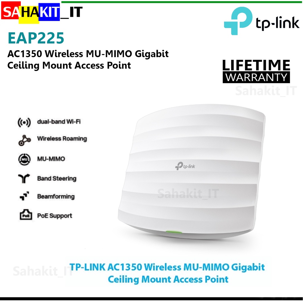 TP-LINK EAP225 AC1350 Wireless MU-MIMO Gigabit Ceiling Mount Access ...