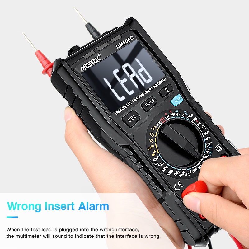 9999 Counts Digital Multimeter Temp Auto Range 1000V 10A Tester Meter ...