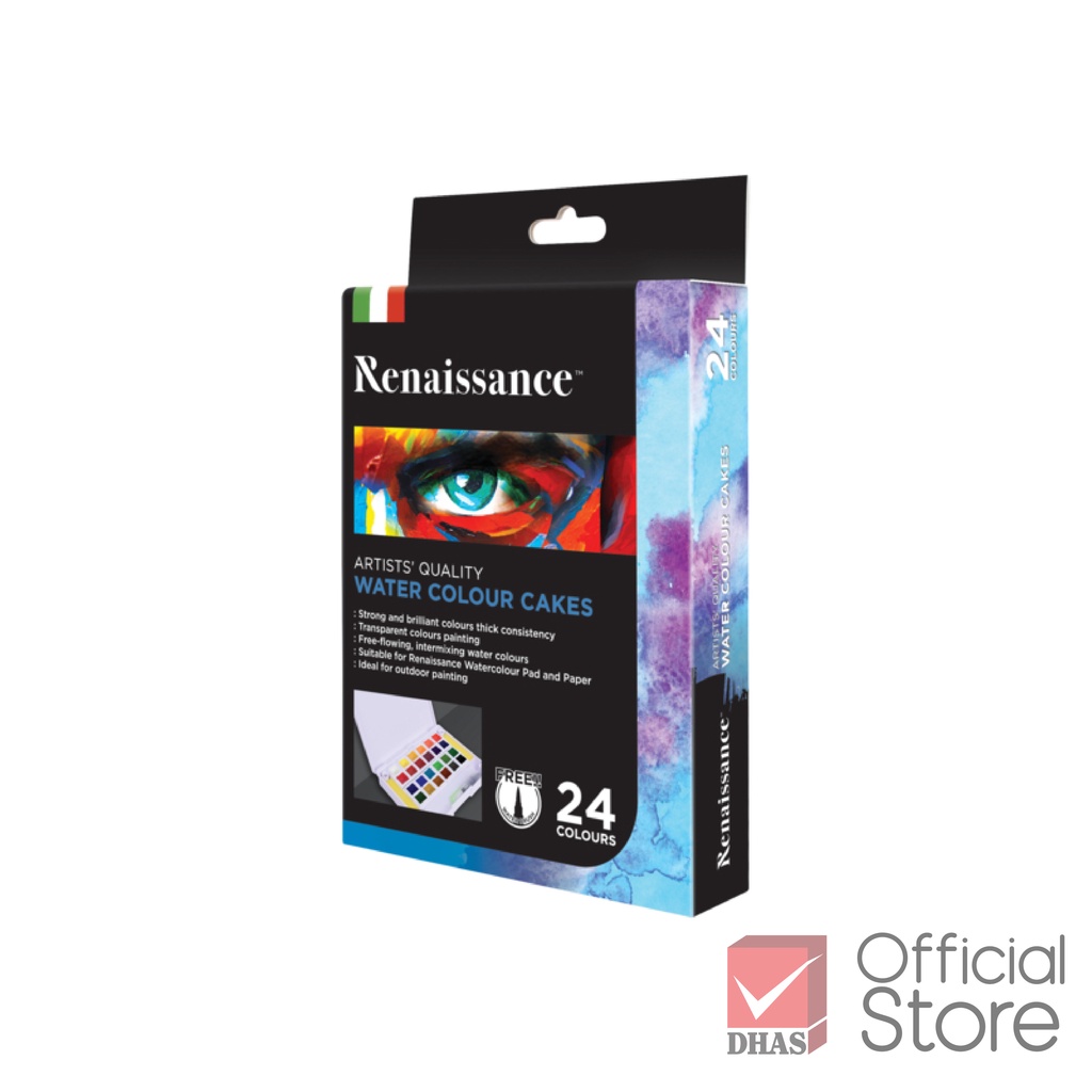 Renaissance สีน้ำ สีน้ำก้อนระดับอาร์ตติส 24 สี จำนวน 1 กล่อง - dhas ...