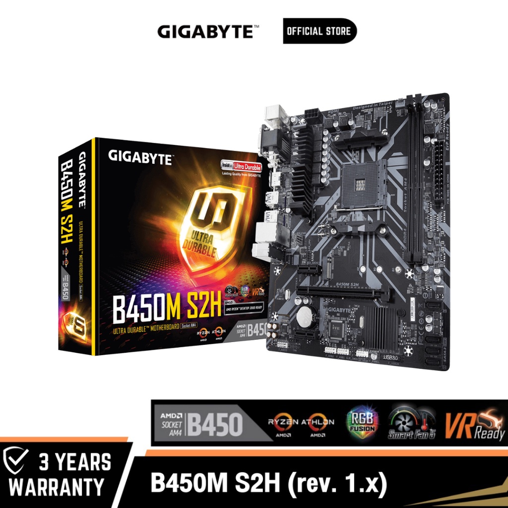 Gigabyte (เมมบอร์ด) mainboard (AM4) B450M S2H (GAB450MS2HREV1.1 ...