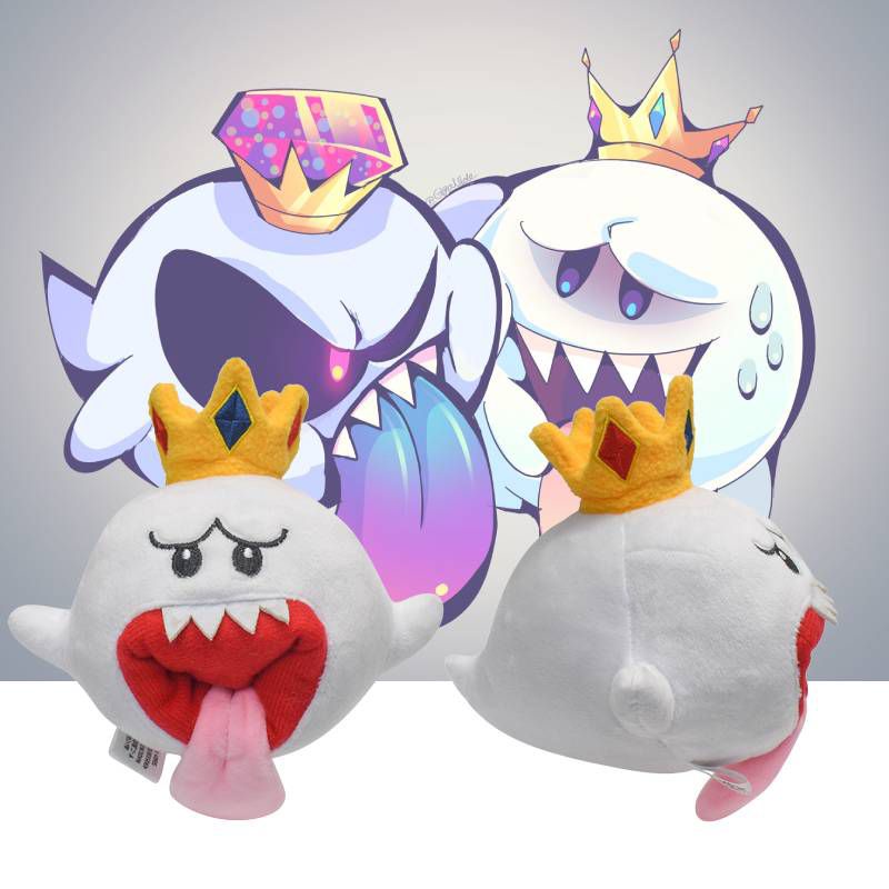 17cm Super Mario King Boo Plush Toy Talk Shy Crown Phantom Funny ...