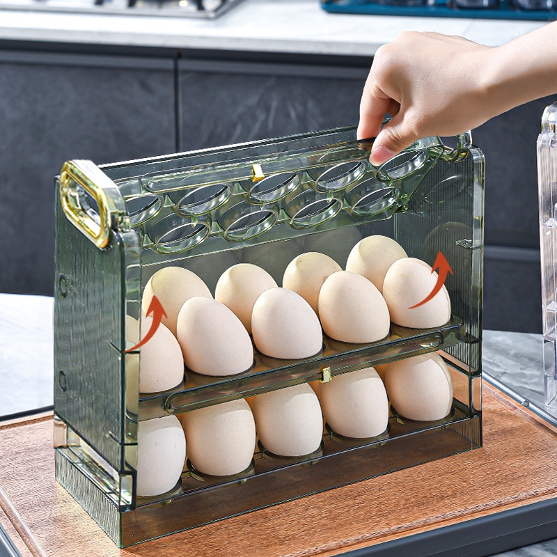 Flip 30 Grids Egg Storage Rack Refrigerator Side Organizer Box Eggs ...