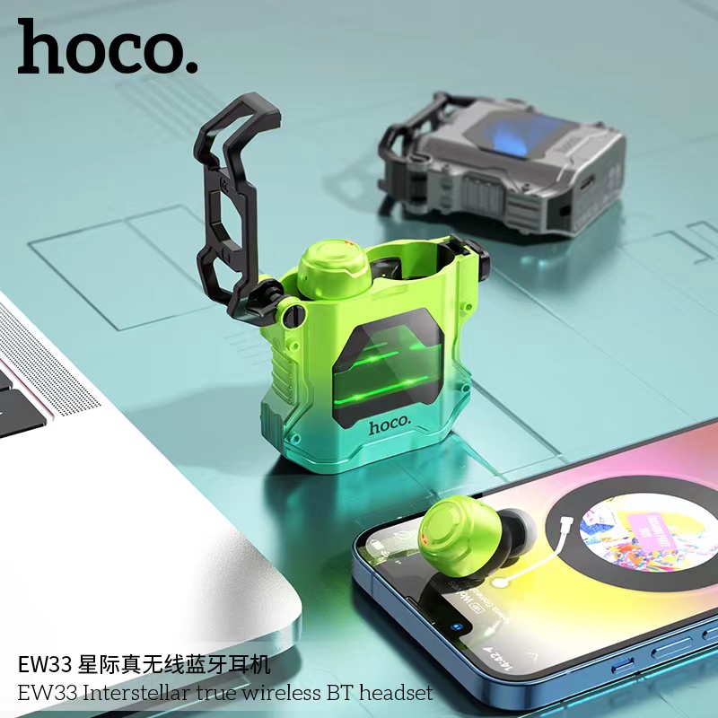 New Hoco EW33 หูฟังไร้สาย หูฟังบูลทูธ ใช้งานได้ยาว 3.5ชม. มีไฟLED ...