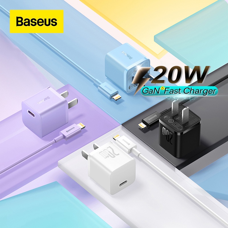 Baseus GaN5 ที่ชาร์จเร็ว 20W แบบพกพา USB C รองรับ Type C PD ชาร์จเร็ว สําหรับ iPhone 14 13 12 ...