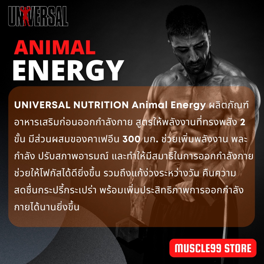UNIVERSAL NUTRITION Animal Energy เพิ่มแรงก่อนออกกำลังกาย(60 แคปซูล)(มี ...