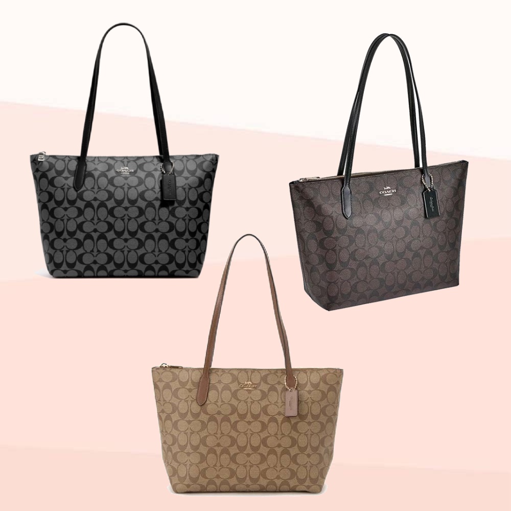 COACH 4455 ZIP TOP TOTE IN SIGNATURE CANVAS | Shopee Thailand