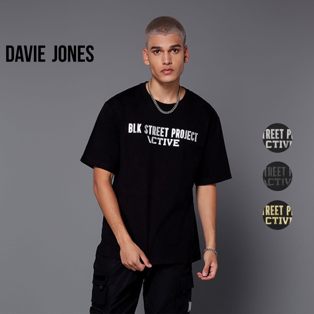DAVIE JONES เสื้อยืดโอเวอร์ไซส์ พิมพ์ลาย สีดำ Graphic Print Oversized T ...