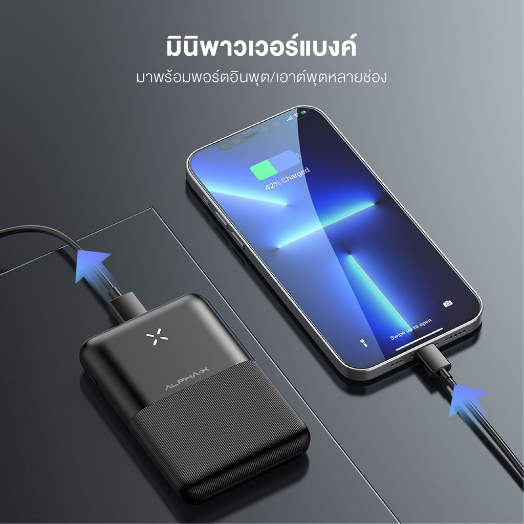 ALPHAX B10PD Power Bank 10000mAh พาวเวอร์แบงค์ รองรับการชาร์จเร็ว PD20W QC 3.0 รับประกันสินค้า 1 ...